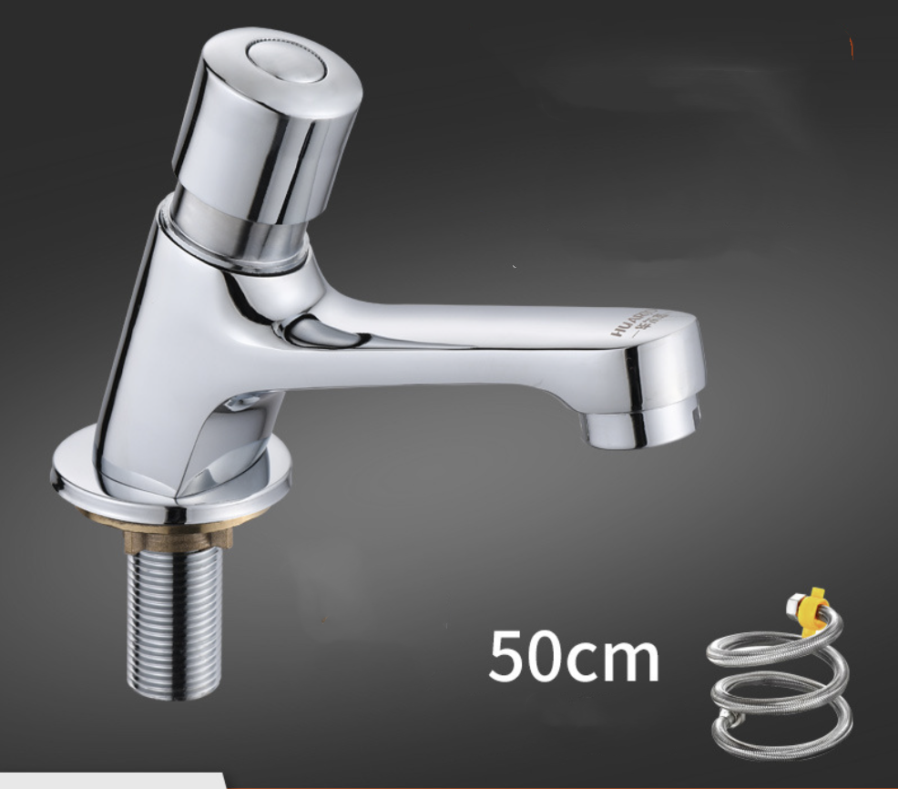 Brass Self Closing Time Delay Push Button Basin Faucet – ACE Homeware ...